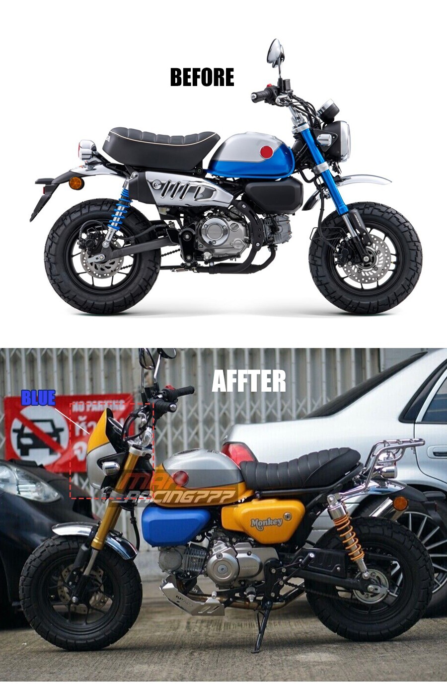 BLUE FRONT HEADLIGHT COVER WINDSCREEN WINDSHIELD FOR HONDA MONKEY Z125 ...