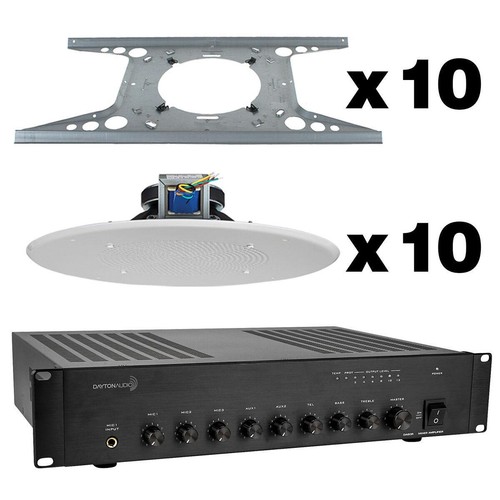 Dayton Audio DA60R 60W 70V 2U Rack Mount Mixer-Amplifier with (10) 8 ...