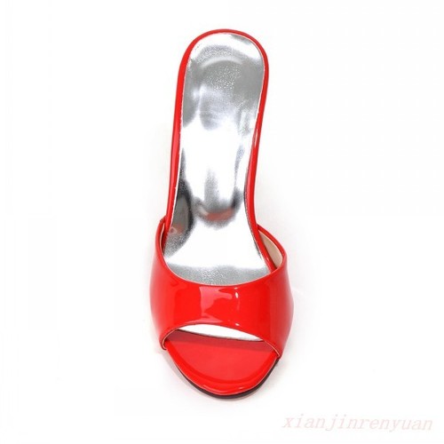 Womens Slippers Leather Open Toe Stilettos Heel Slides Sandals Party ...