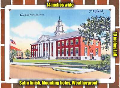 Metal Sign - Massachusetts Postcard - Town Hall, Wareham, Mass. | eBay