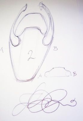 Handsignierter Entwurf Zeichnung Prof. Luigi Colani Design + 1 Anyfix ...