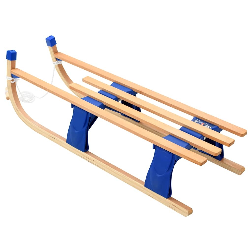 Snow Sledge Foldable Toboggan with Tow Rope Wooden Sledge Slider 43.3 ...