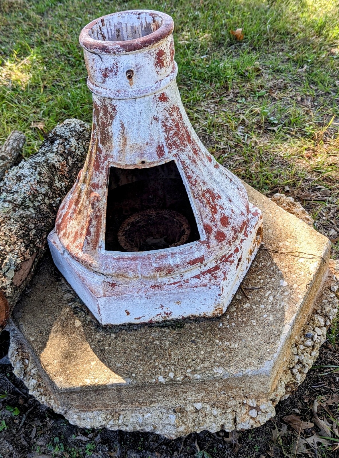 🚏22' ANTIQUE CAST IRON FLUTED LAMP POST, UNIQUE BASE WITH OPEN/CLOSE ...