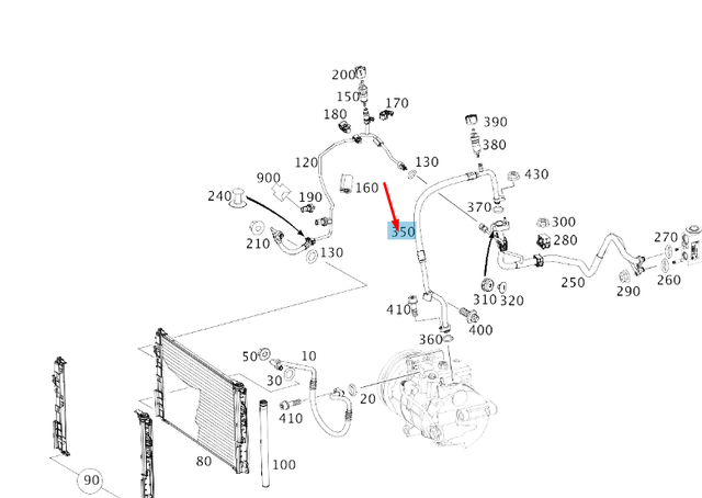 2016 MERCEDES CLA Hose Pipe for Aircon A/c Pump Compressor Genuine ...