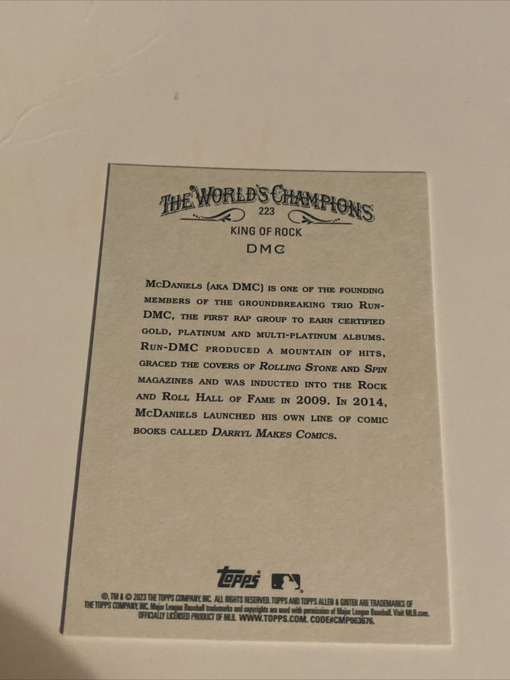 2023 ALLEN & GINTER RUN DMC #223 BASEBALL RAPPER | eBay