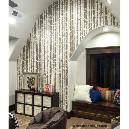 Birch Forest Wall Stencil - Large Stencils For Wall Painting Fast Easy ...