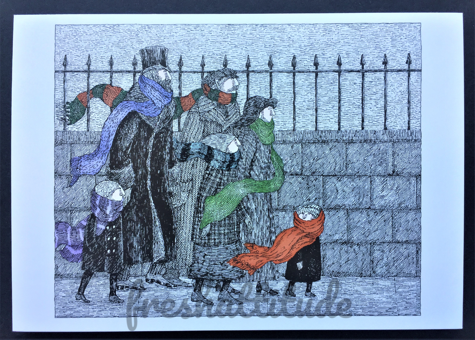 SET OF 4 NEW Edward Gorey Christmas Holiday Cards Large Weird Bizarre ...