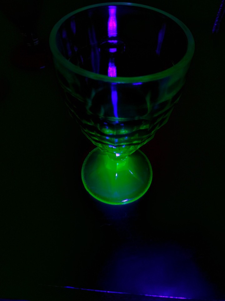 Uranium Glass Lot Of 4 Hazel Atlas Colonial Block Green Glass Block ...