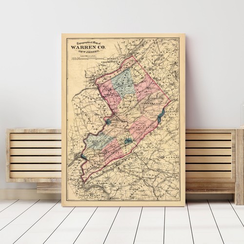 Old Map of Warren County, NJ 1872 - Vintage New Jersey Art | eBay