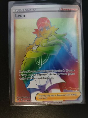 Pokemon : VIVID VOLTAGE LEON TRAINER 195/185 FULL ART HYPER RARE *PACK ...