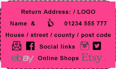 1000 x Personalised PINK Address / LOGO Labels Stickers 38x21mm RA_65 ...