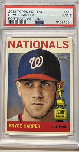 BRYCE HARPER 2013 TOPPS HERITAGE #440 PORTRAIT HAT ALL-STAR ROOKIE PSA ...