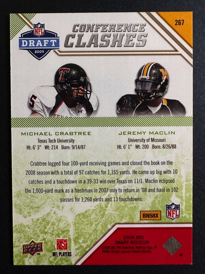 Michael Crabtree Jeremy Maclin 2009 Upper Deck Draft Edition Card /350 ...