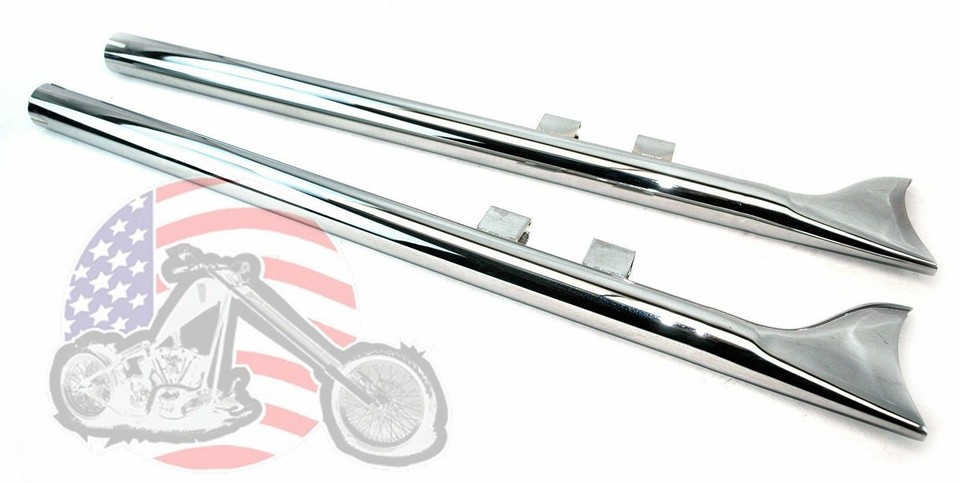 Chrome 36" Fishtail Drag Pipe Slip On Mufflers Exhaust 95-2016 Harley ...