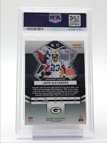 JAIRE ALEXANDER 2022 MOSAIC FOOTBALL GENESIS PRIZM SSP PACKERS PSA 10 ...