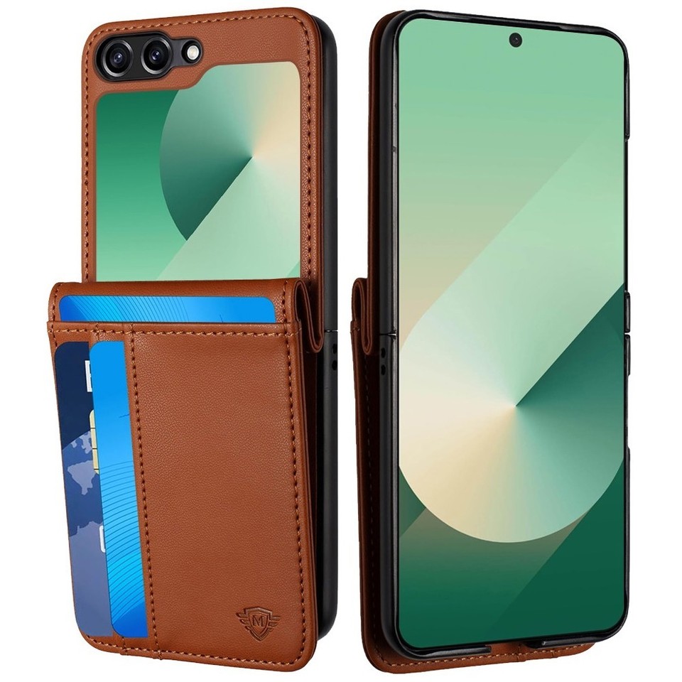 For Samsung Galaxy Z Flip 7 Phone Case Vegan Leather Card Slot Wallet ...
