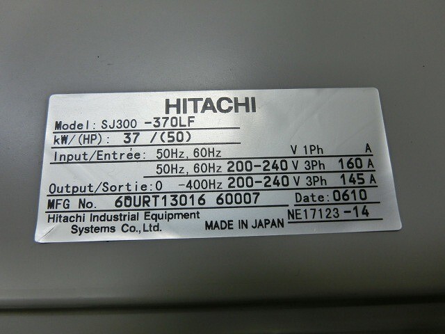 Mint Condition Hitachi Inverter SJ300-370LF 37KW/200V * EXPRESS SHIP ...