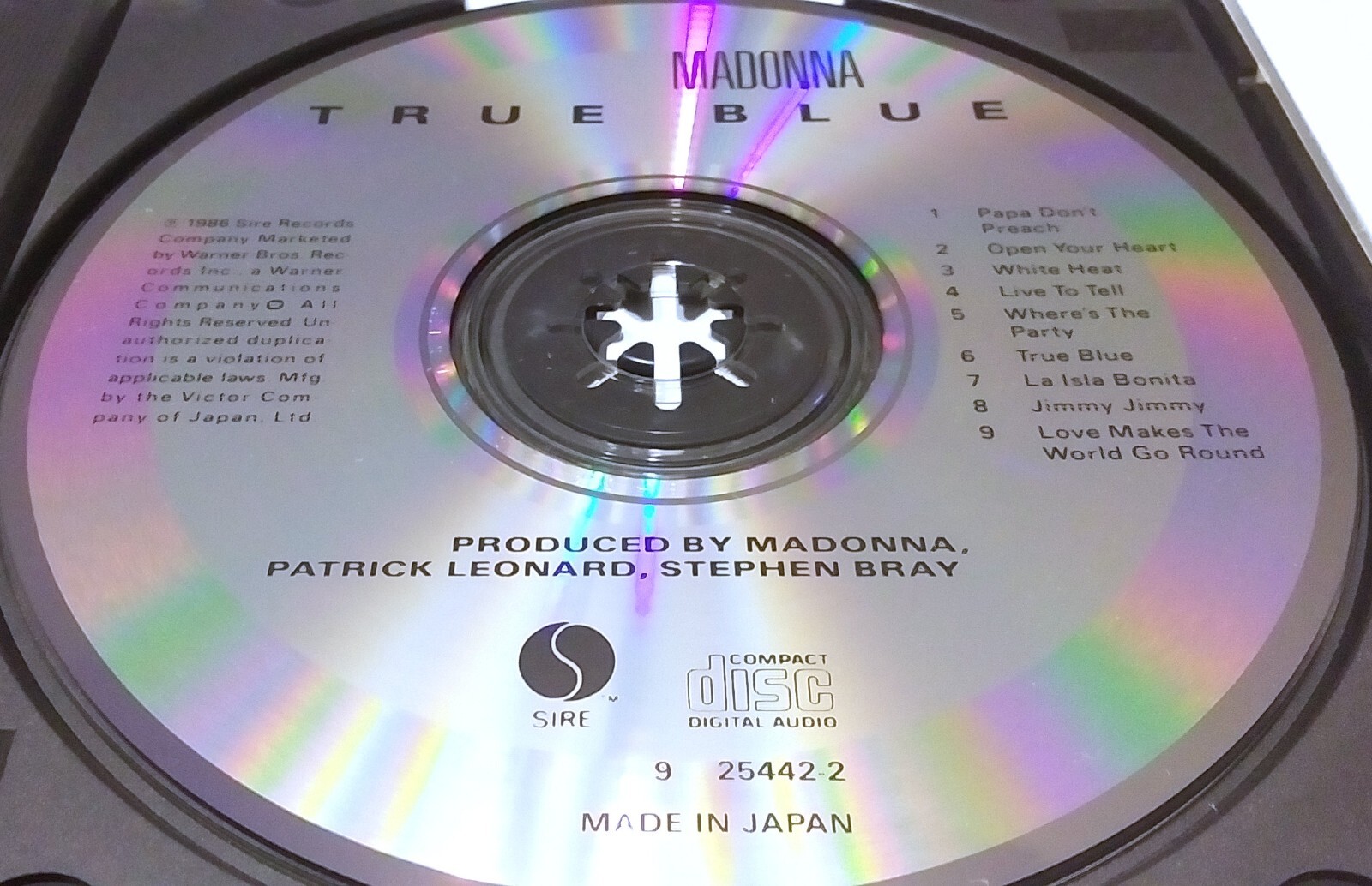 RARE IMPORT MADONNA TRUE BLUE MUSIC CD 1ST PRESS 1986 SIRE 9254422 MADE ...