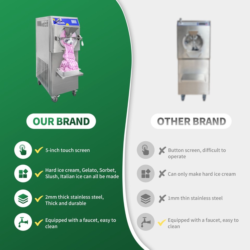 Wixkix 60L/H Italian Ice Machine Gelato Maker Batch Freezer with Faucet ...