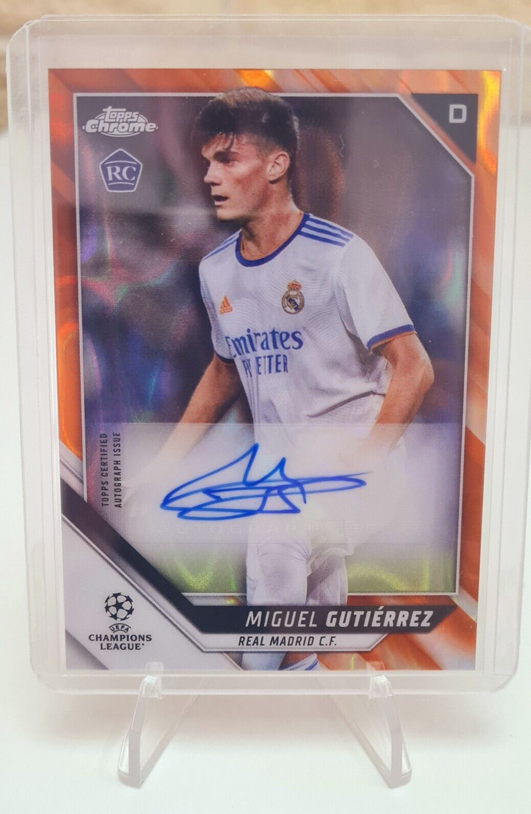 2021-22 Topps Chrome UEFA UCL Miguel Gutierrez Orange Lava Refractor RC ...