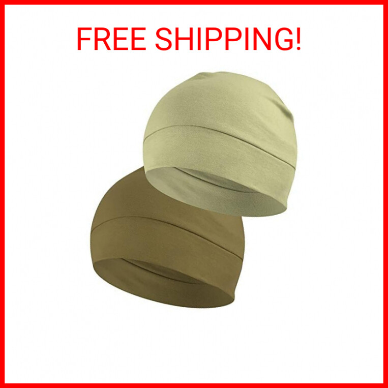 Headshion Cotton Skull Caps for Men Women,2-Pack Lightweight Beanie ...