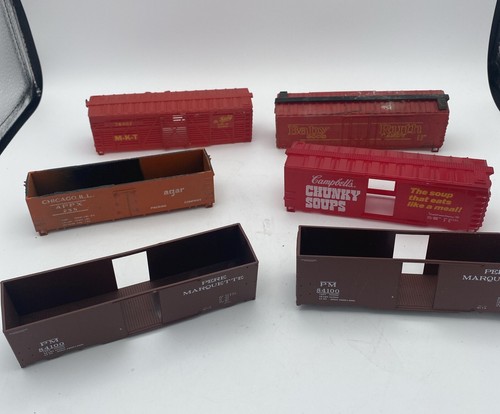 VTG Lot of 6 HO Scale boxcar Train Car Shells Only Mixed Lot parts Or ...