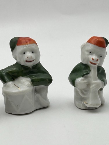 6 Red Fez Monkey Figurine Music Band Set Guitar Sax Drum Retro Occupied ...