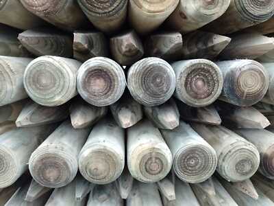 75mm - Machine Round Timber Posts - Pointed - Pressure Treated 1.65m ...