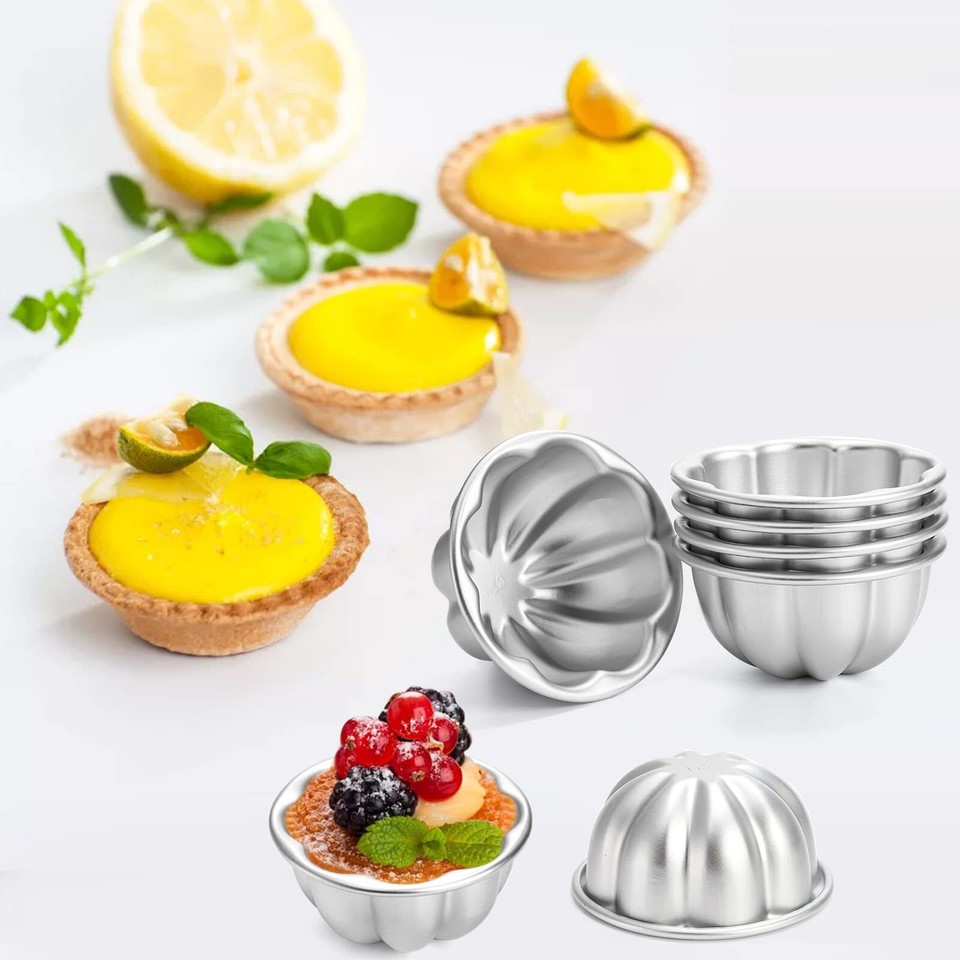 12 Pack Egg Tart Molds Aluminum Alloy Pudding Jelly Molds Reusable Cake ...