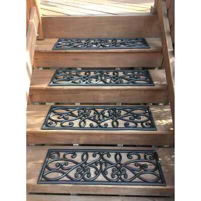 Rubber Stair Tread Scrollwork Set of 4 Deck Patio Porch Traction Rain ...