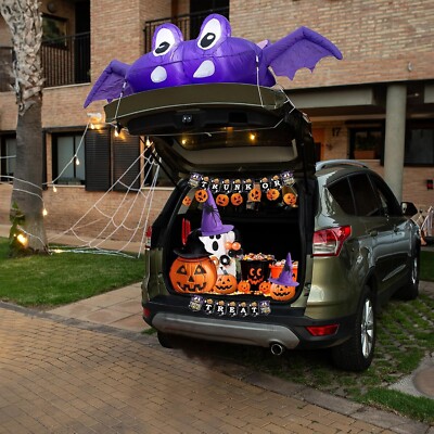 Halloween Inflatable Bat Trunk Decoration for Car with Lights 6FT Trunk ...