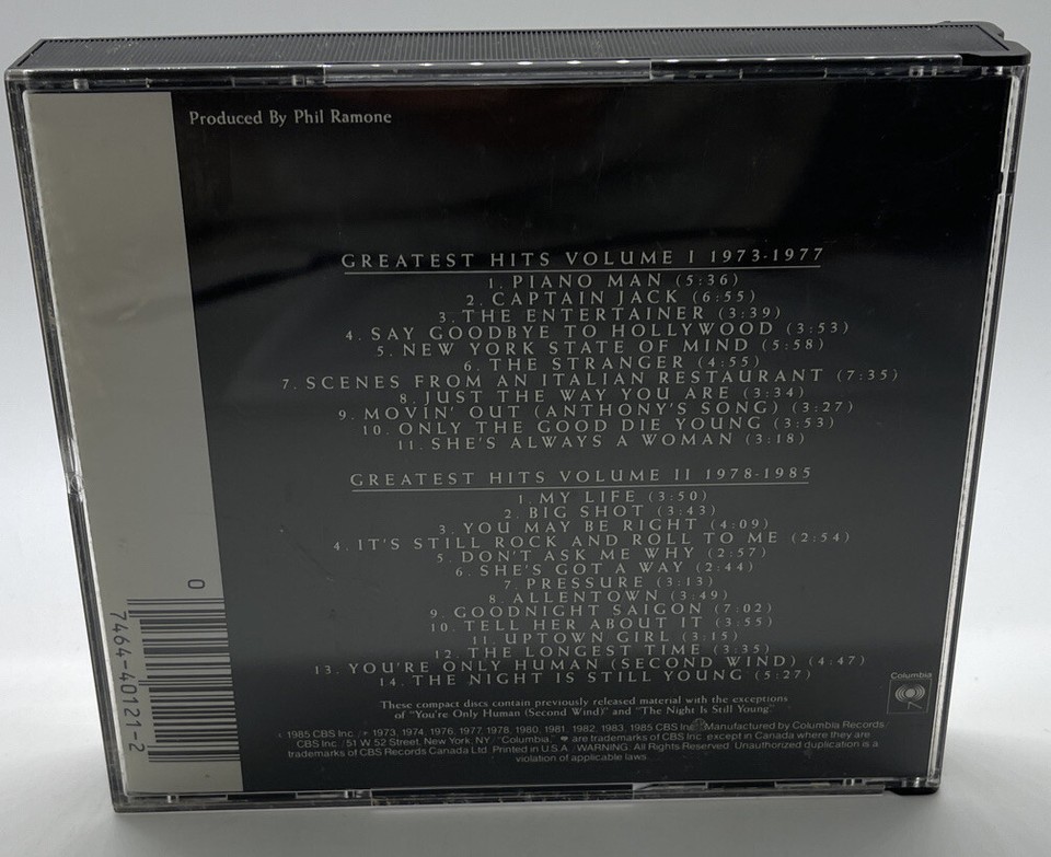 Billy Joel : Greatest Hits Vols. 1 & 2 CD 74644012125| eBay