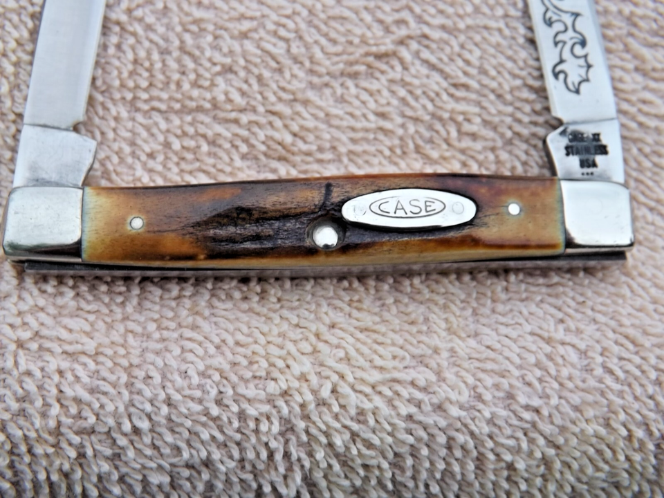 RARE CASE XX PREMIUM BURNT STAG BLUE SCROLL SET PEN KNIFE 5233 SSP 3 ...