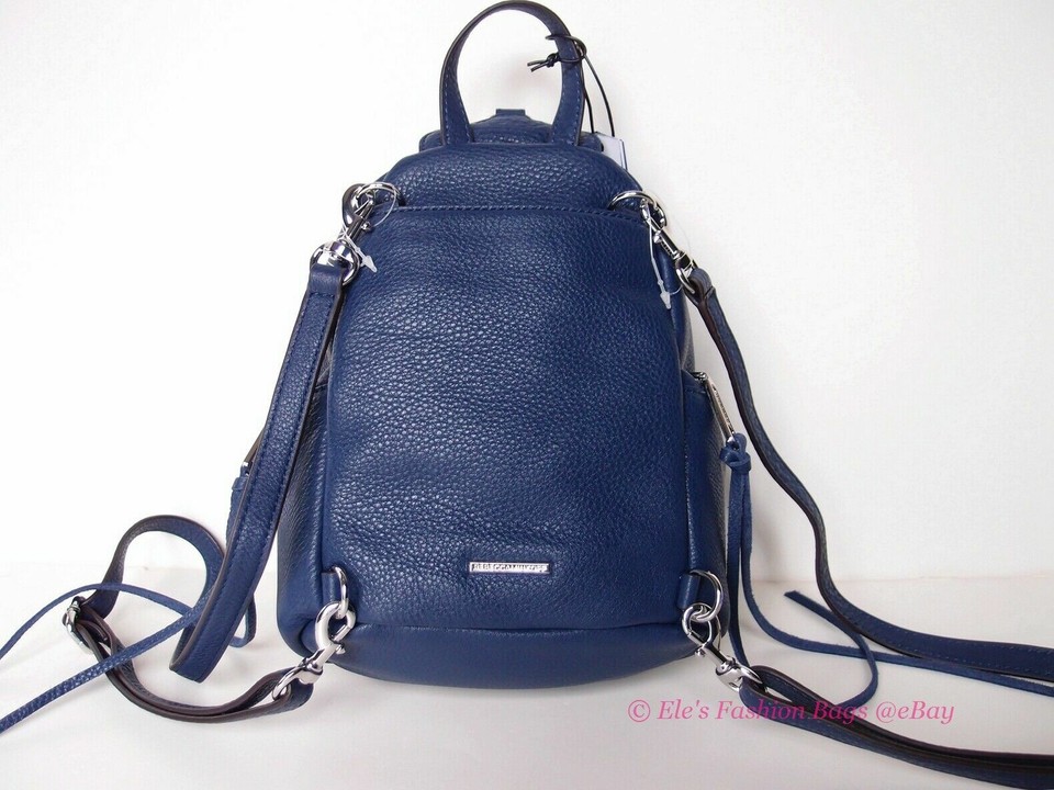 NWT Rebecca Minkoff Julian Mini Leather Backpack Black Grey Navy Pink ...