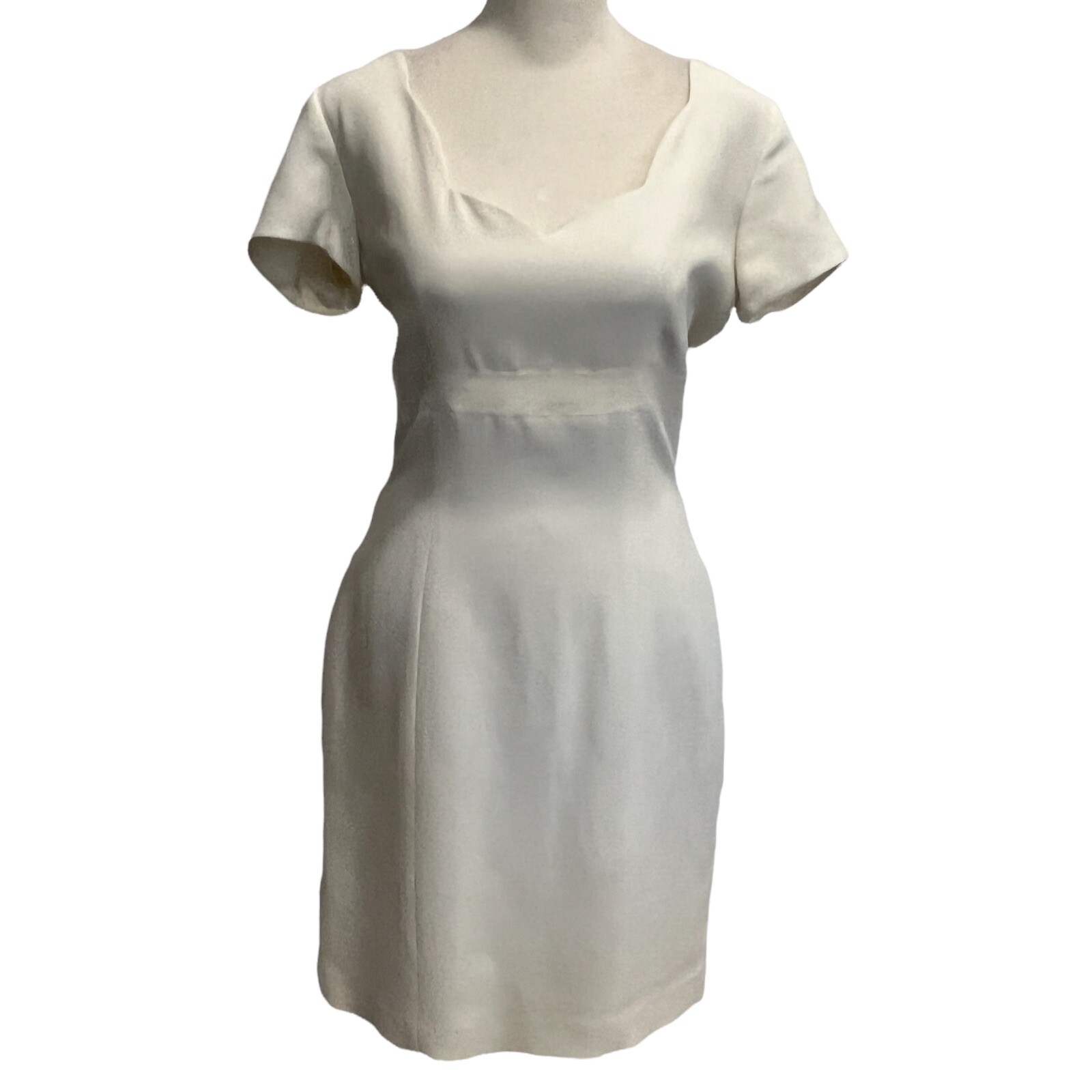 Vintage Ann Tjian For Kenar Ivory Sheath Dress Size 8… - Gem