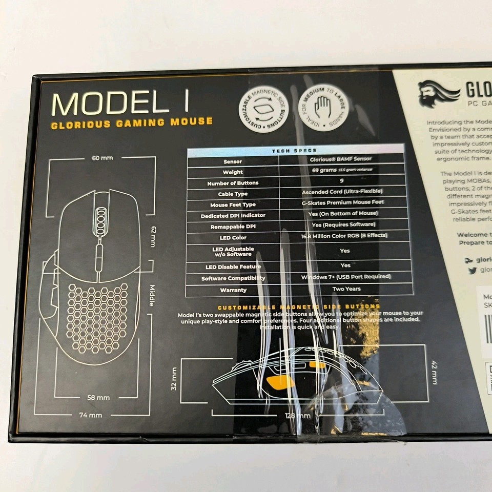 Glorious Model I Wired Gaming Mouse - USB 69g RGB - Matte Black - VGC ...