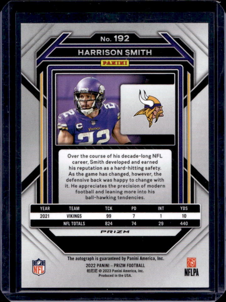 2022 Prizm Harrison Smith Auto Silver #192 Vikings | eBay