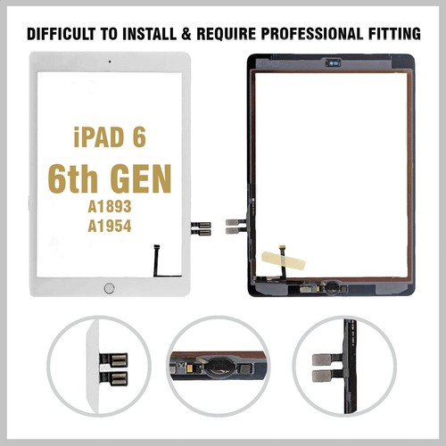 iPad 6th Gen 2018 Touch Screen Digitizer Replacement + IC White A1893 ...