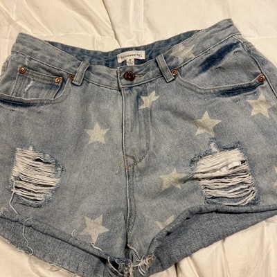 Denim Size Medium Light Blue With Faint White Star Jean Shorts | eBay