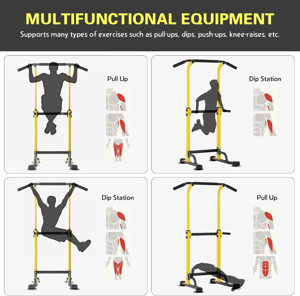 Power Tower Pull up Bar Station, Free Standing Pull up Rack Dip Station ...