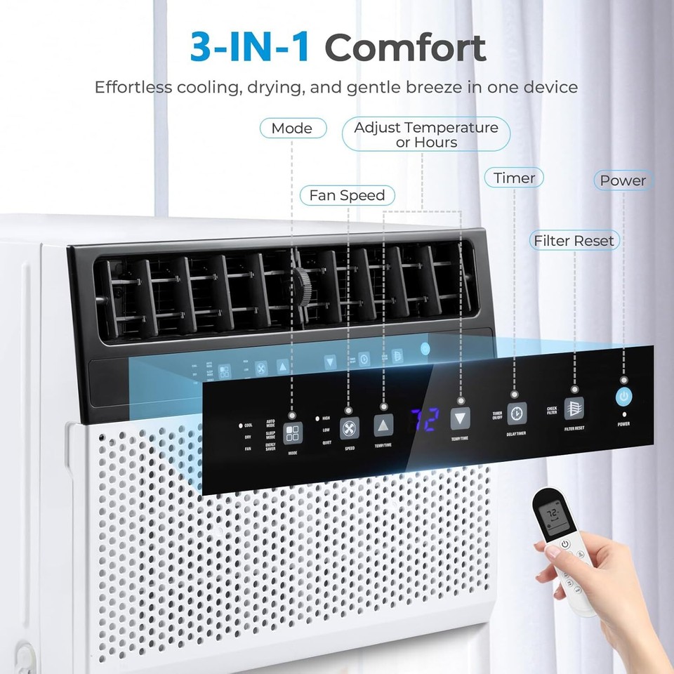 U-Shaped Window Air Conditioner, 12000BTU Window AC Unit Cools up to ...