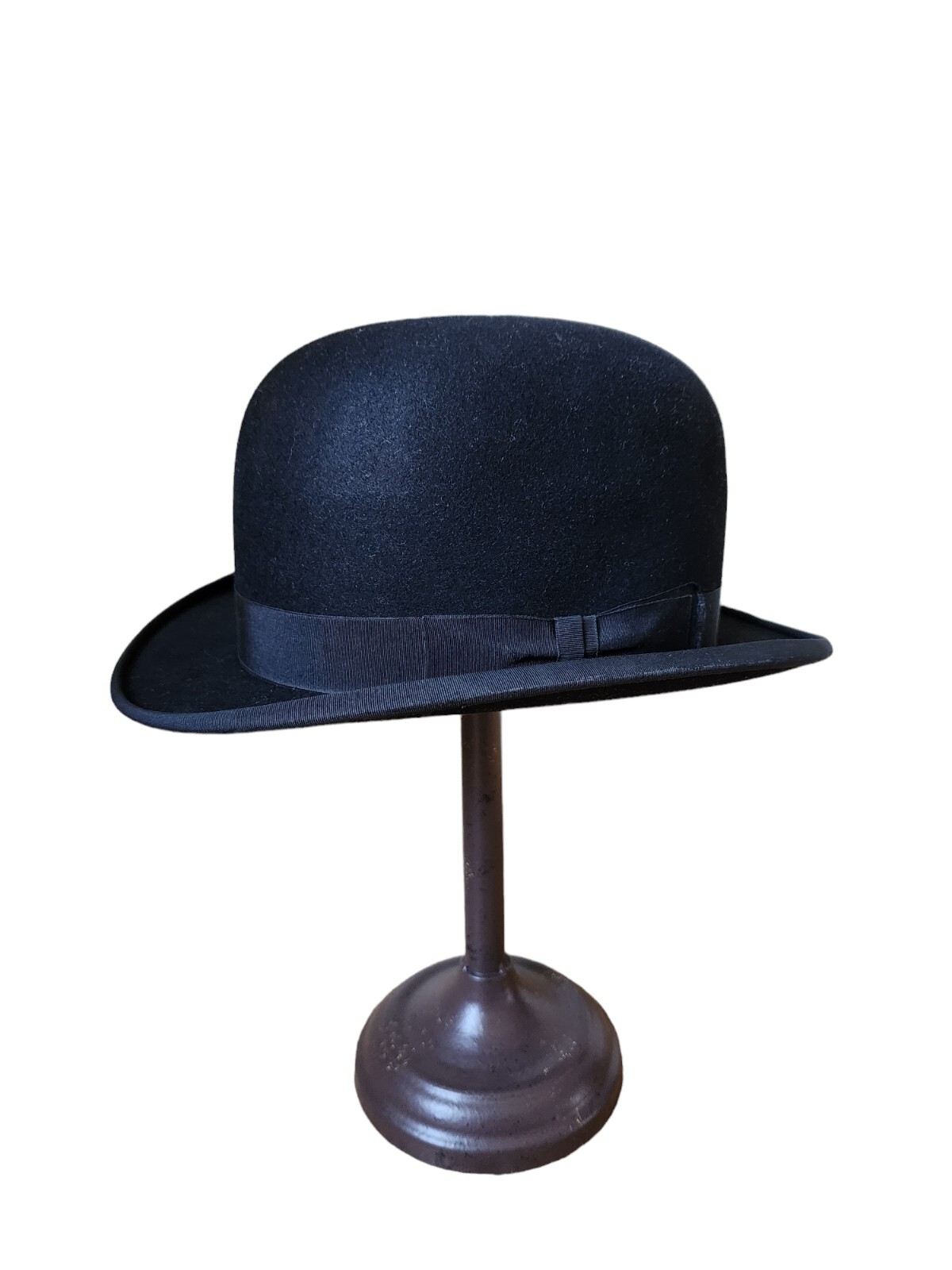 Antique Borsalino Mens BOWLER Hat Grand Prix Charcoa… - Gem