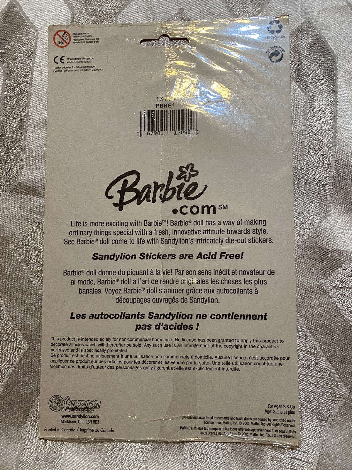 Barbie Mattel Sheet of Sandylion Stickers 72 total 2005 Flower Heart ...