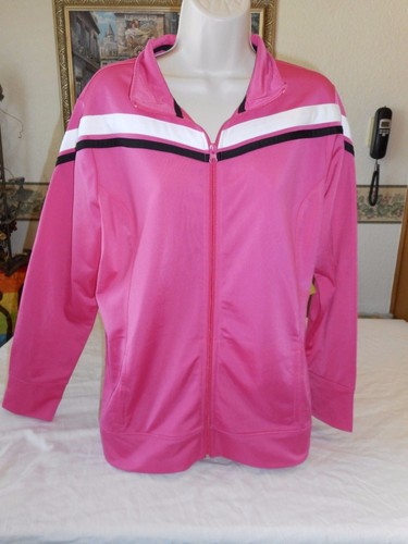 Women's Made For Life Full Zip Jacket Pink Black White Sz LARGE New | eBay