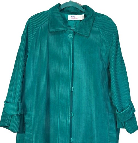 Vintage Avon Fashions Corduroy Duster Jacket Coat Green Boho Grany Cor ...