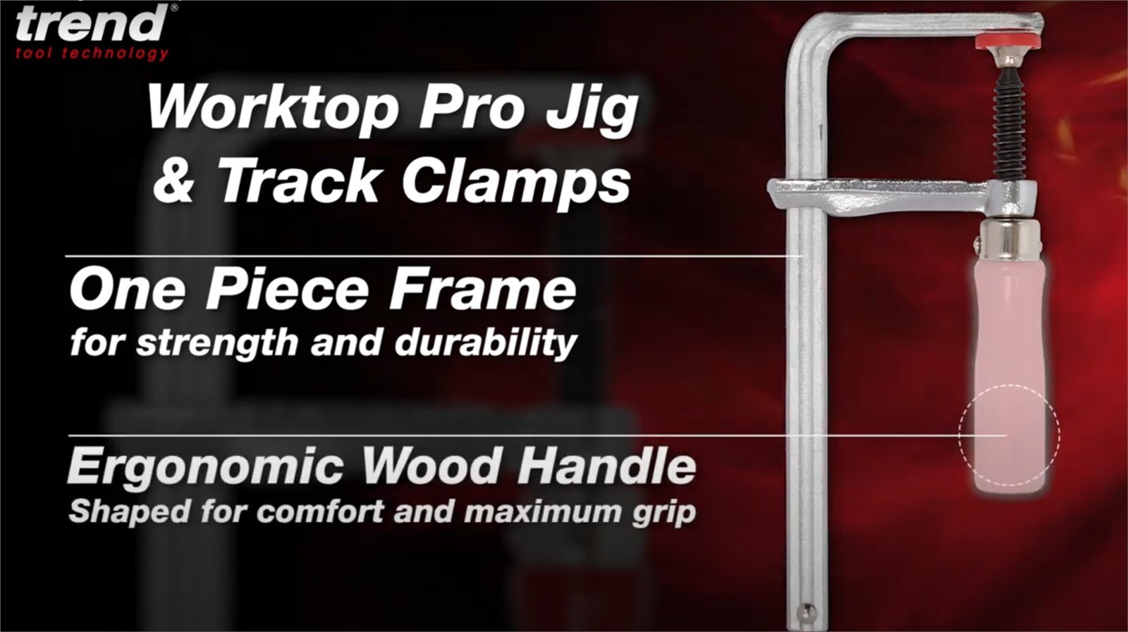 Trend KWJ/P/TCL Worktop Pro Jig Track F Clamps T-Bar Clamp Adjustable ...