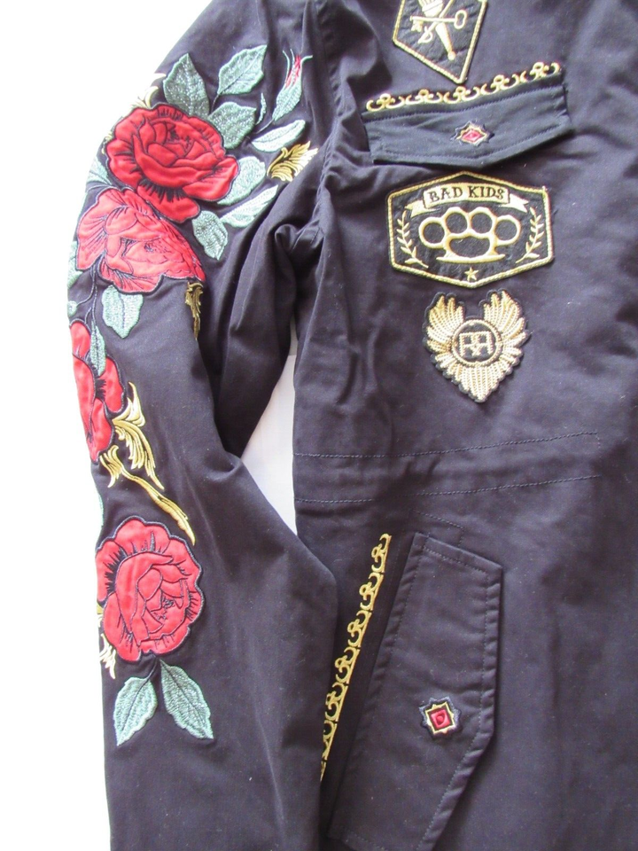 REASON Clothing Men's Black Canvas Tiger & Roses Jacket Sz Small | eBay