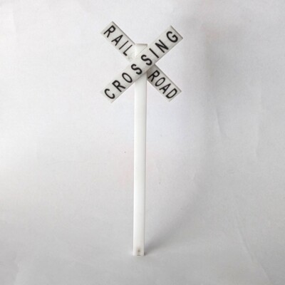 G-Scale Crossbuck Sign Weathered White Engraved Black Lettering Acrylic ...