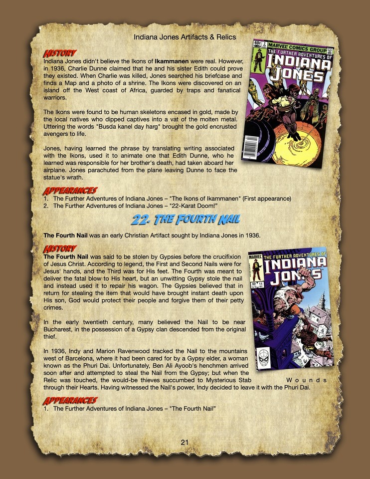 Indiana Jones Artifact and Relic Book & Map, Full Color, Two Free ...