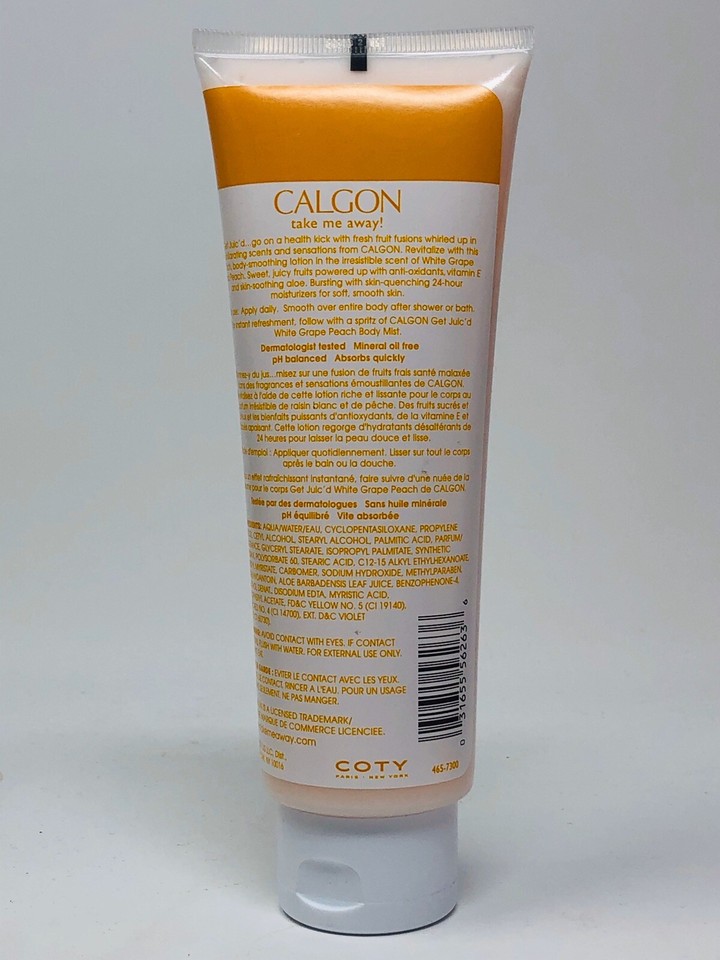 (1) Calgon Take Me Away! Get Juic'd White Grape Peach Body Lotion 6 oz ...